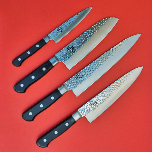 Knife set 4 KAI GYUTO SANTOKU hammered Stainless steel IMAYO Japan ...